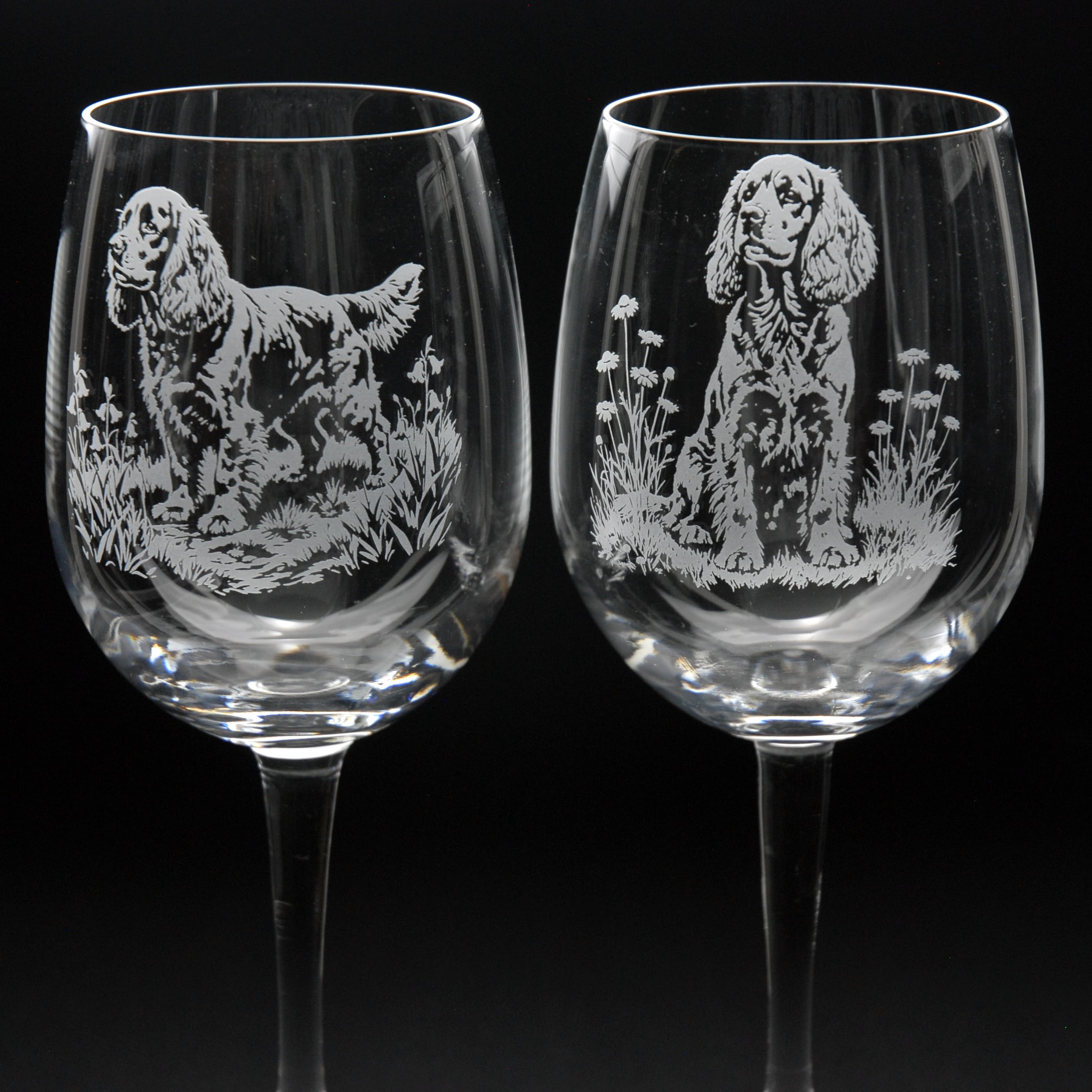 Cocker Spaniel Dog Crystal Wine Glass - Hand Etched/Engraved Gift ...