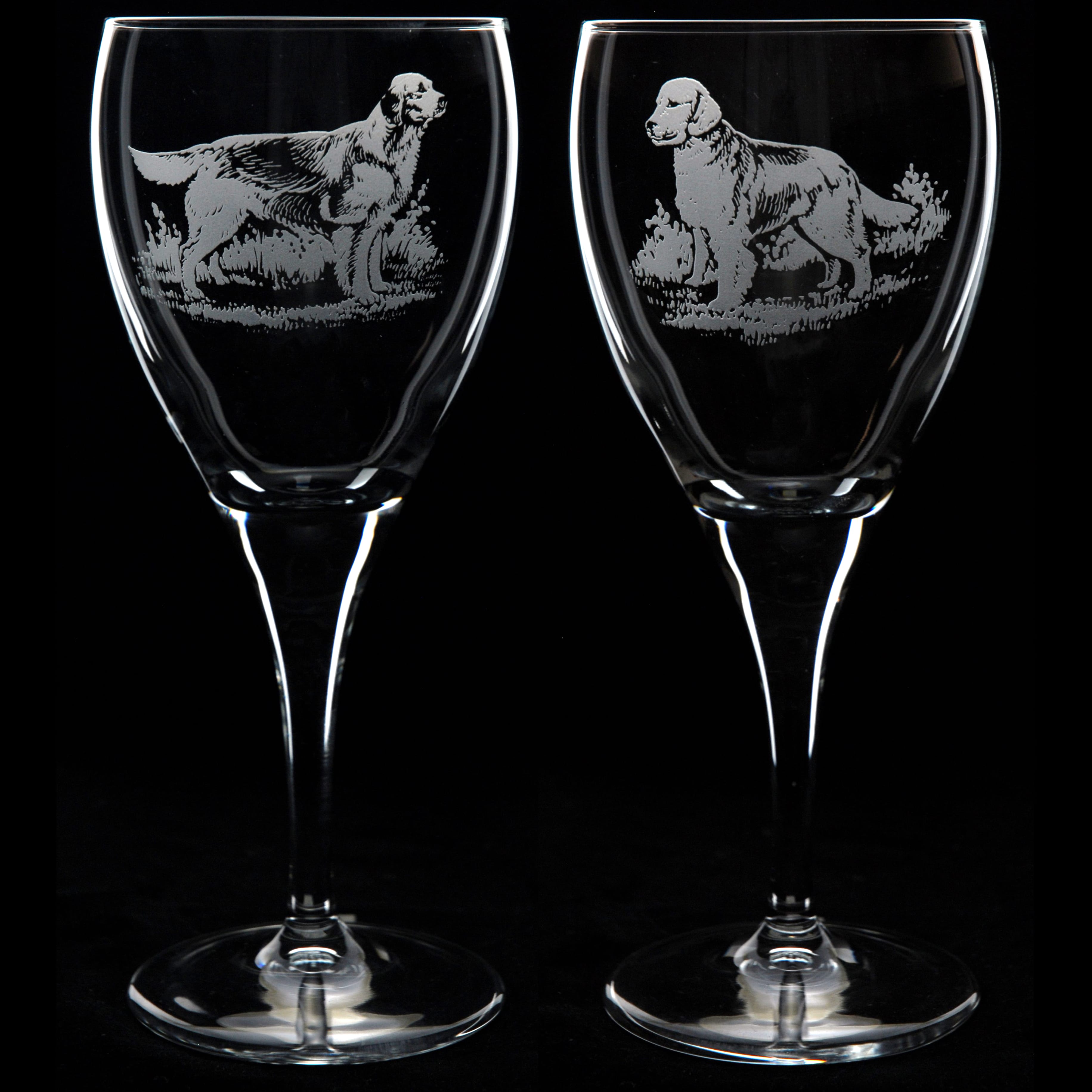 Golden Retriever Dog Crystal Wine Glass - Hand Etched/Engraved Gift ...
